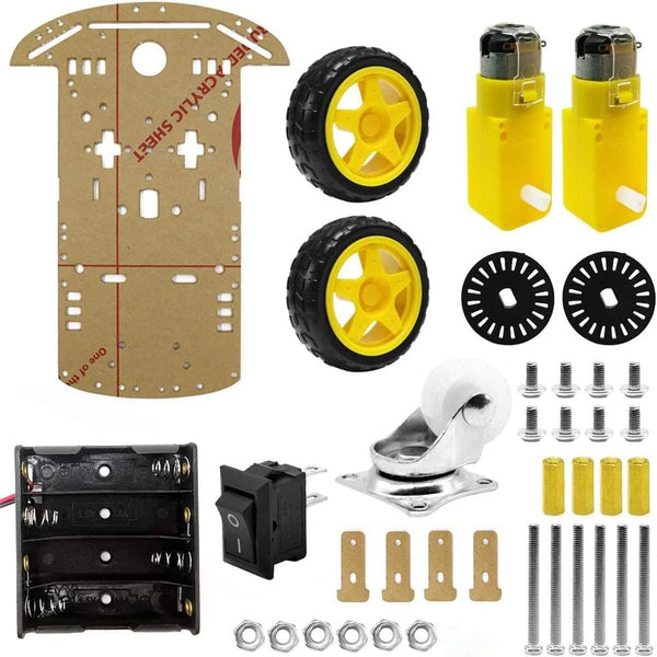 2 Wheel Drive Transparent Smart Robot Chassis Kit – ControllersTech®