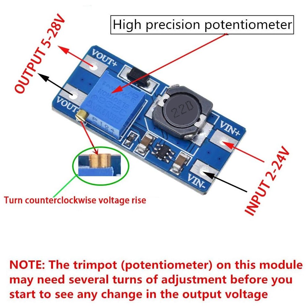 MT3608 DC-DC Boost Converter Module – ControllersTech®