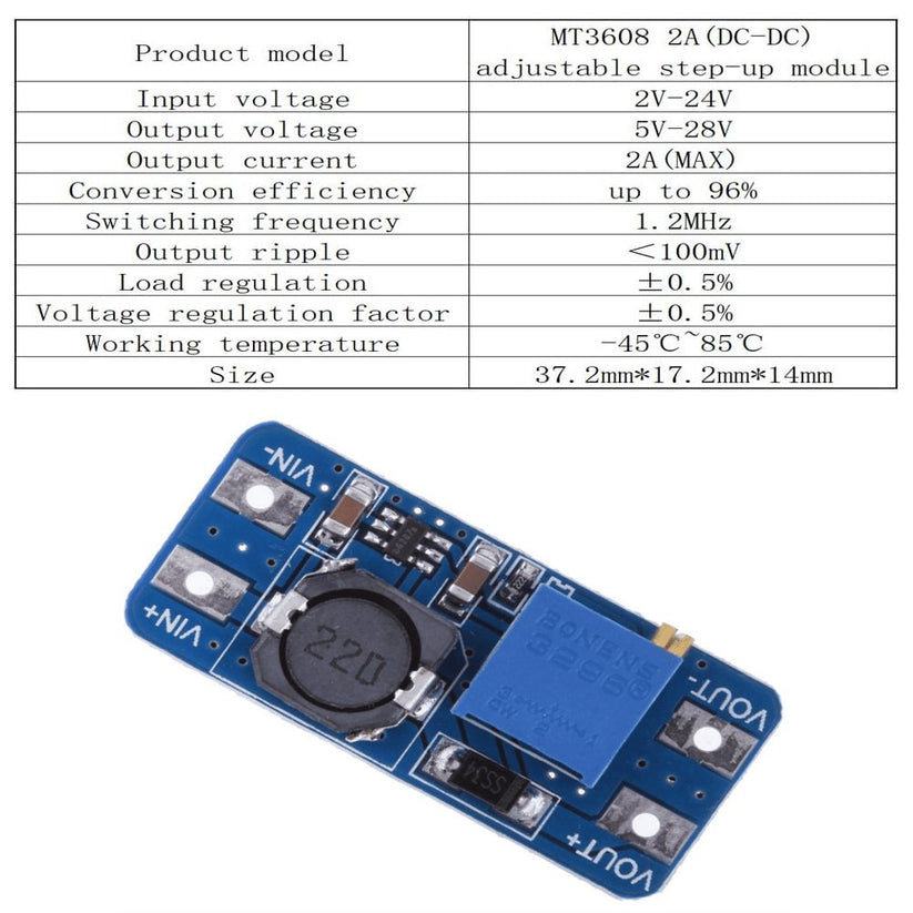 MT3608 DC-DC Boost Converter Module – ControllersTech®